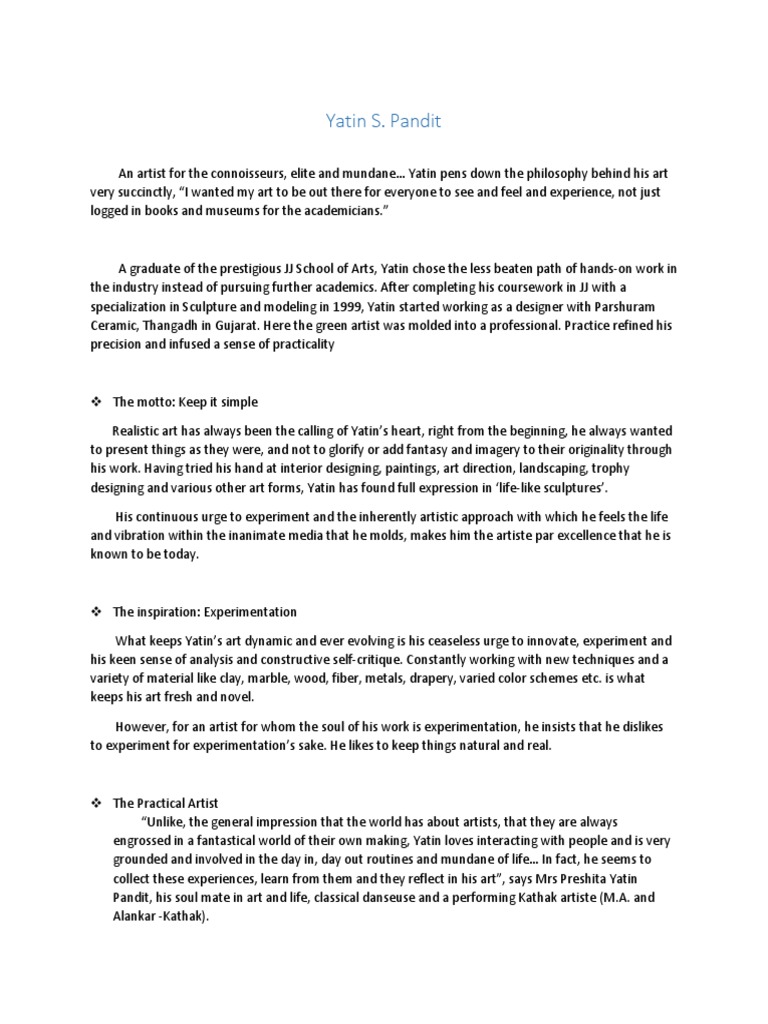 Yatin S Pandit | PDF | Sculpture | Arts (General)