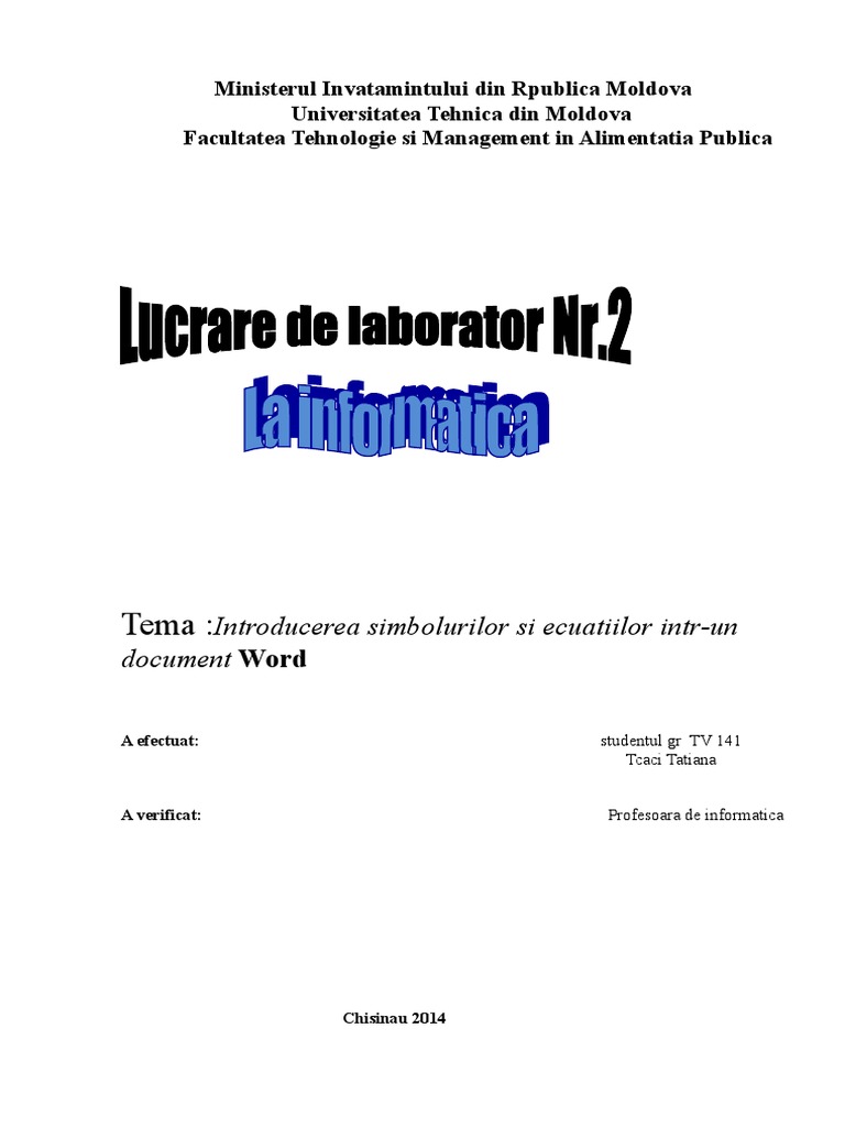 Lucrare de Laborator Nr.2 La Informatica - Word | PDF