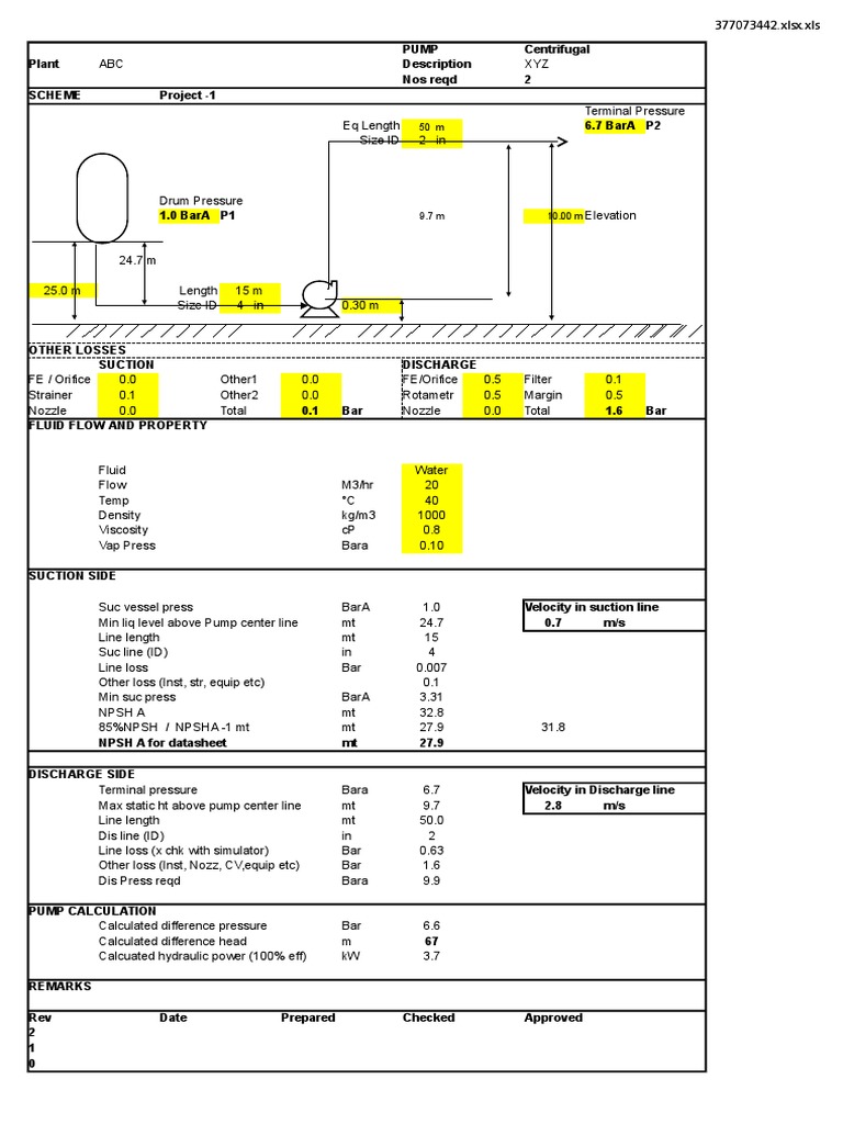 Centrifugal Pump Calculation | PDF