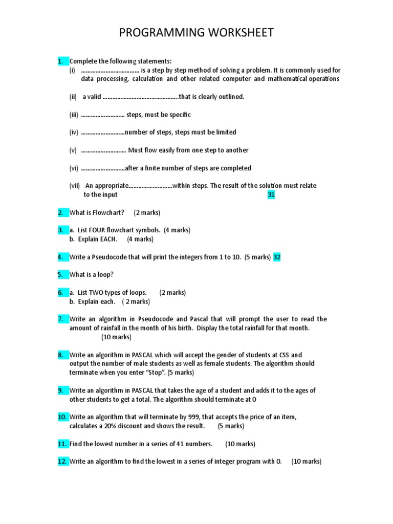Programming Questions For Form 5 | PDF | Array Data Type | Algorithms