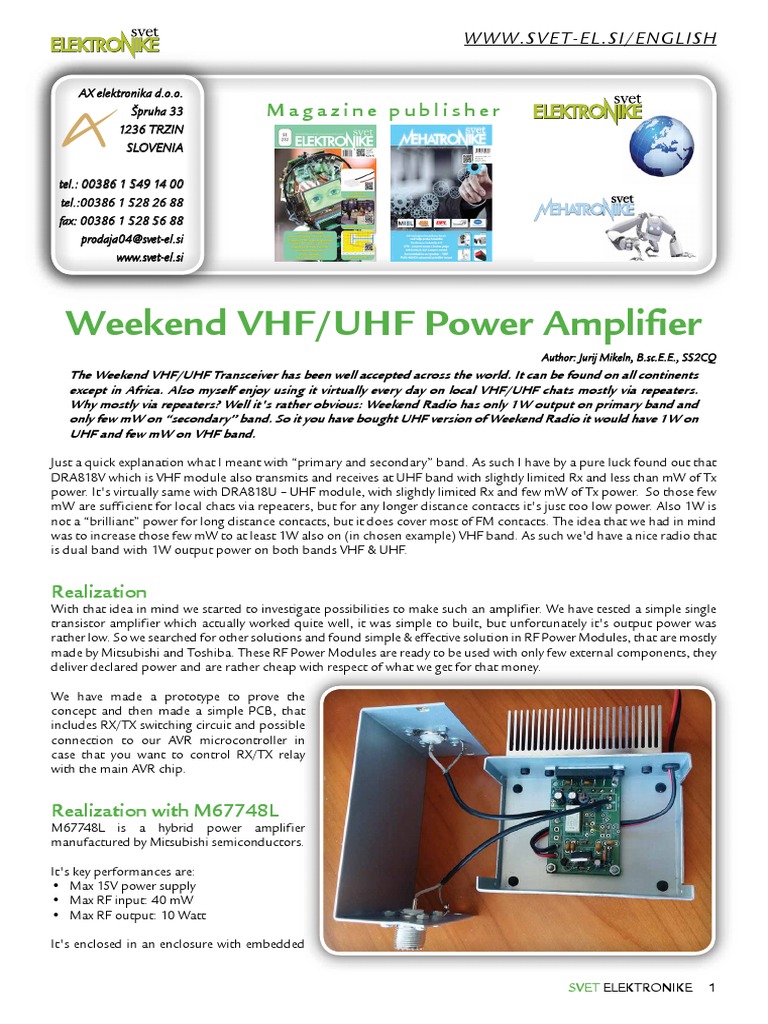 Weekend VHF Uhf Power Amplifier | PDF | Amplifier | Electronic Circuits