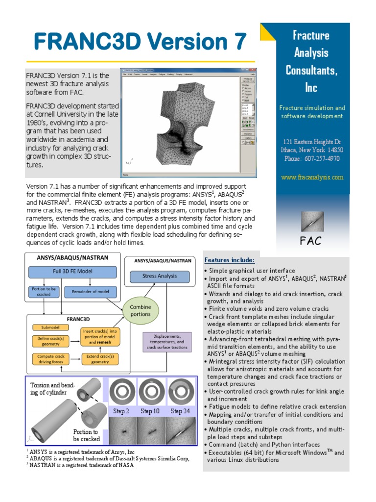 Franc3d v7.1 Brochure | PDF | Fracture | 3 D Computer Graphics
