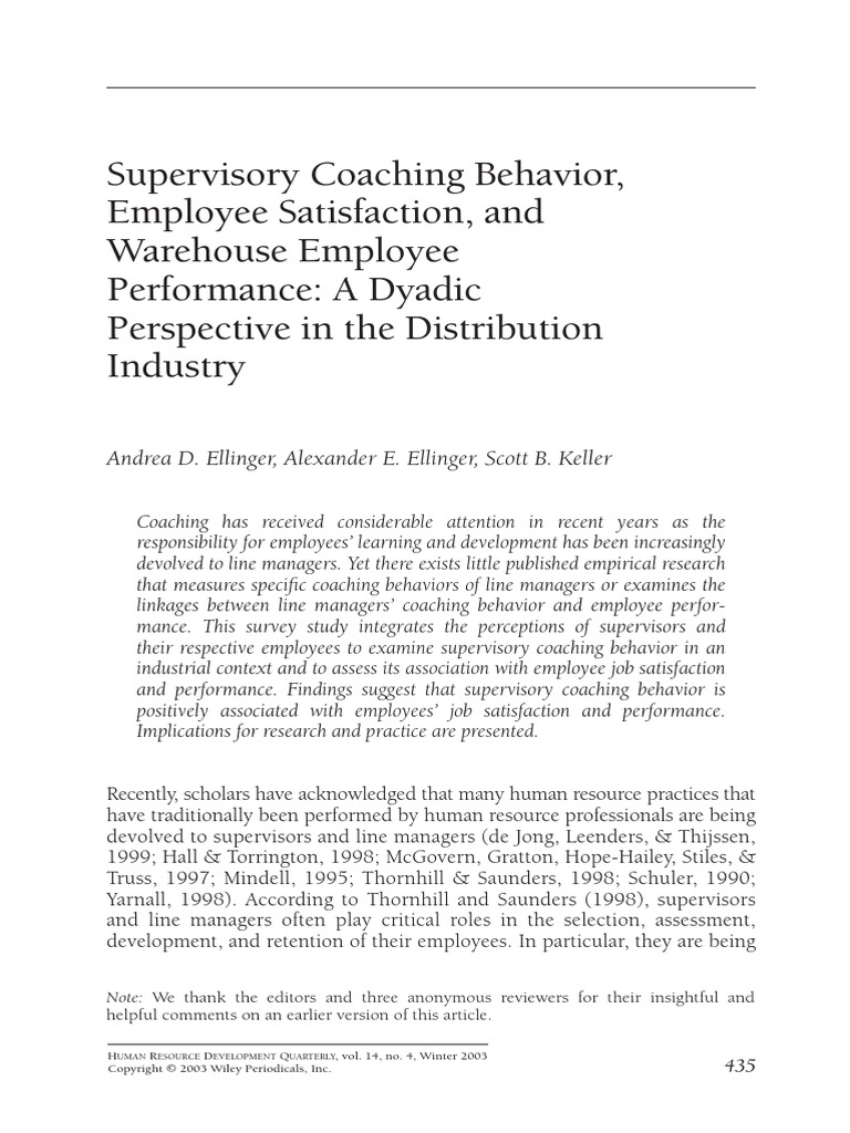 Supervisory Coaching Behavior | Download Free PDF | Job Satisfaction | Survey Methodology