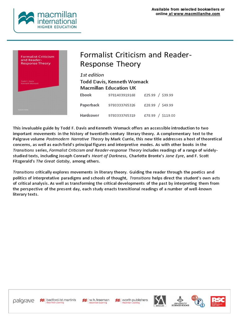 Formalist Criticism and Reader-Response Theory: 1st Edition | PDF