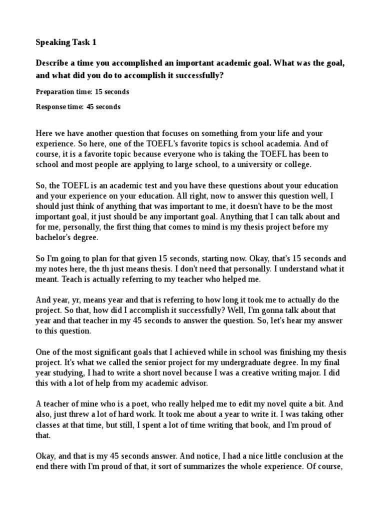 TOEFL Speaking Magoosh | PDF | Question | Reason