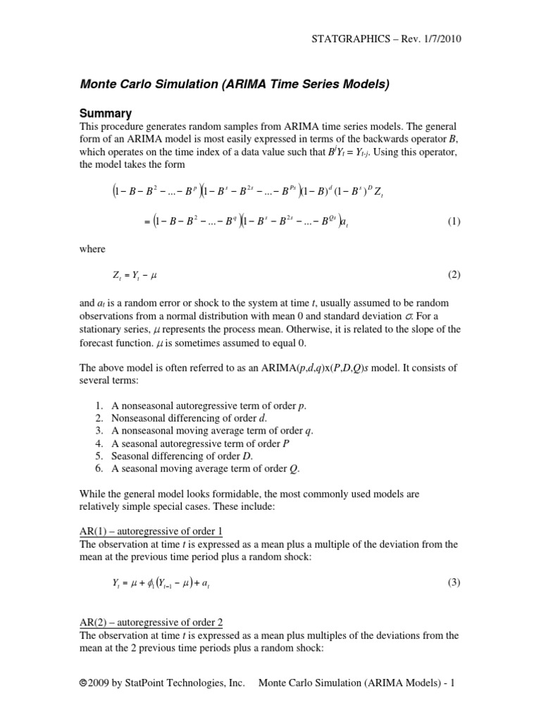 ARIMA Time Series Simulation Guide | PDF | Autocorrelation | Autoregressive Integrated Moving ...