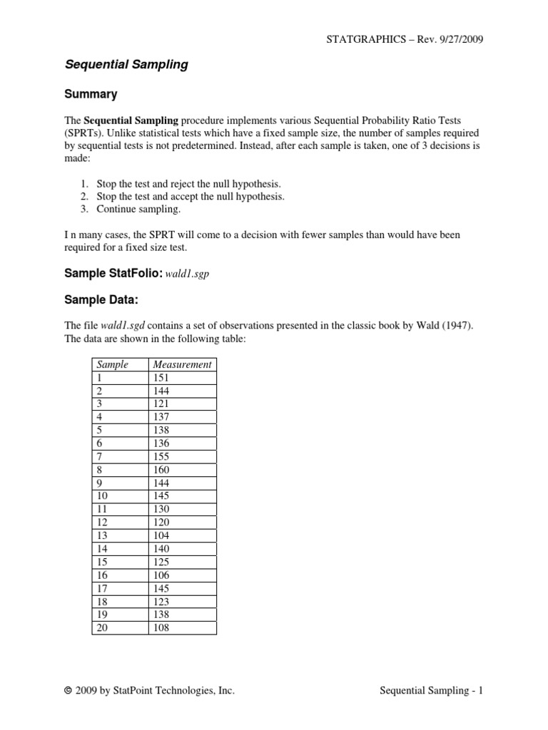 Sequential Sampling | PDF | Statistical Hypothesis Testing | Null ...