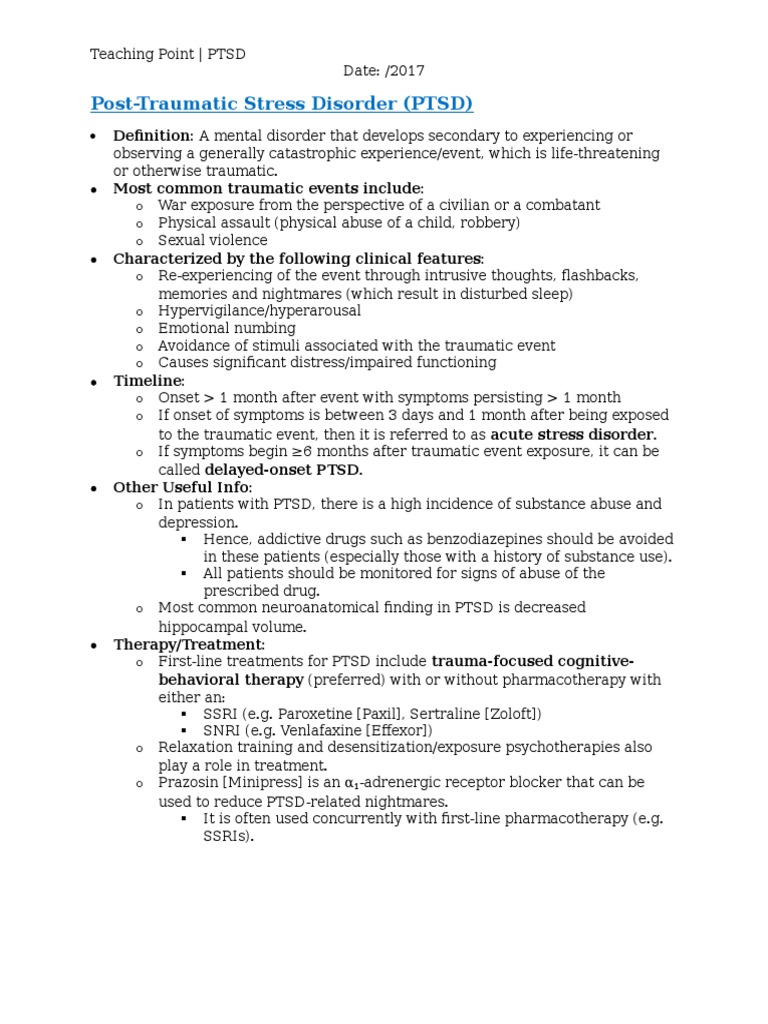 Post-Traumatic Stress Disorder (PTSD) : Behavioral Therapy (Preferred ...
