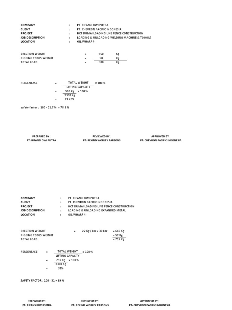Lifting Plan and Safety Calculations | PDF | Mechanical Engineering ...