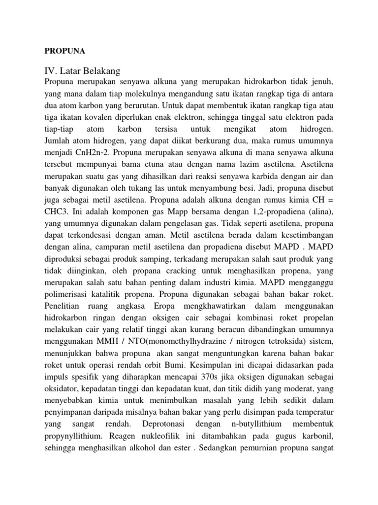 Propuna: Senyawa Alkuna dan Aplikasinya | PDF | Sains & Matematika