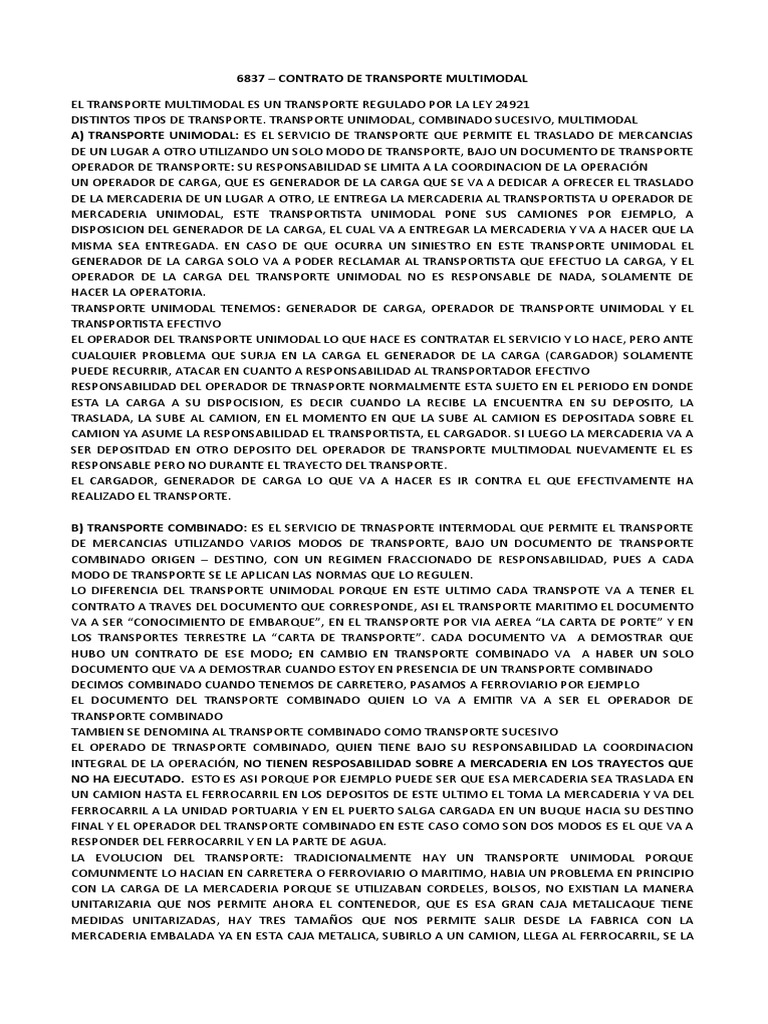 6837 Contrato Transporte Multimodal | PDF | Transporte Intermodal de ...