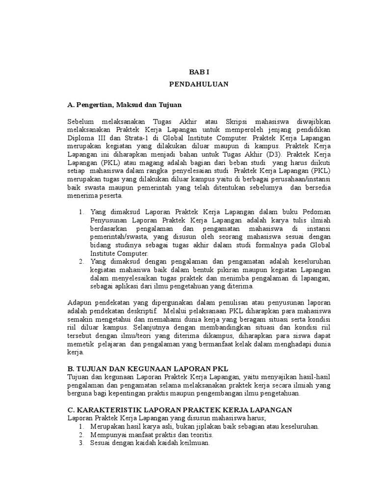 Panduan Penyusunan Laporan PKL | PDF