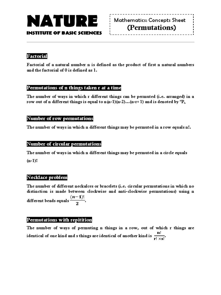Nature: (Permutations) | PDF | Permutation | Abstract Algebra