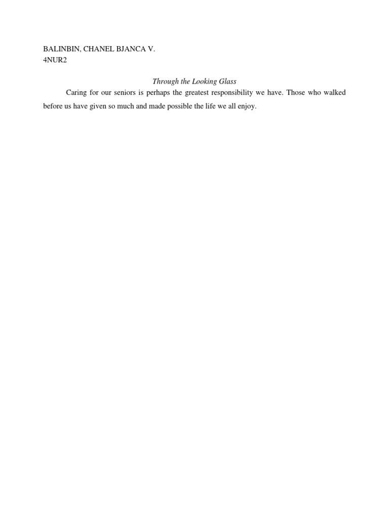 Balinbin, Chanel Bjanca V. 4NUR2: Through The Looking Glass | PDF