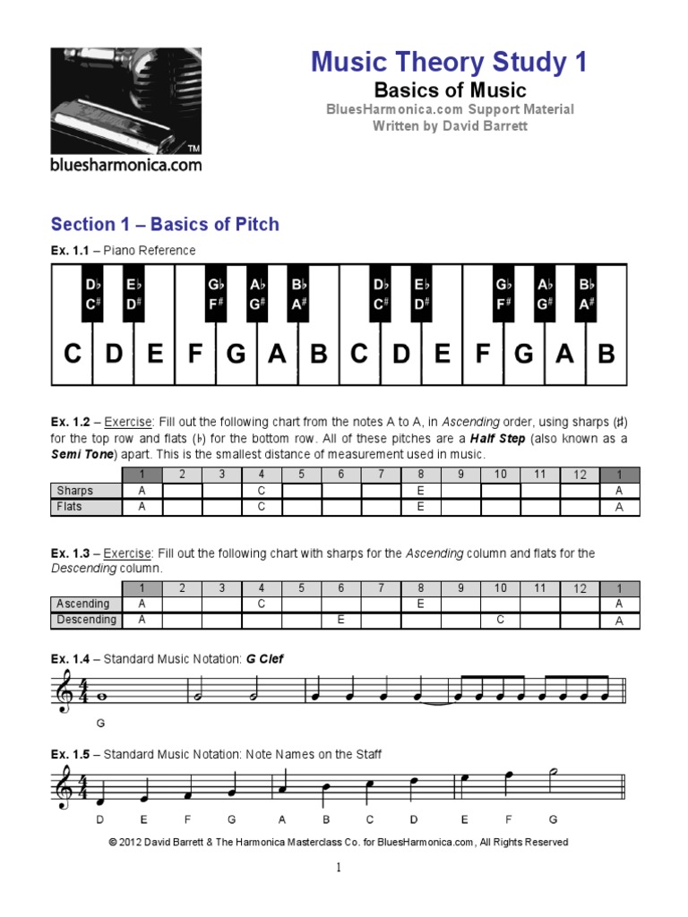 Music Theory Study 1 - Basics of Music v5 | PDF | Harmonica | Scale (Music)
