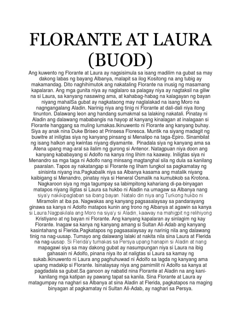 Florante at Laura (Buod) | PDF