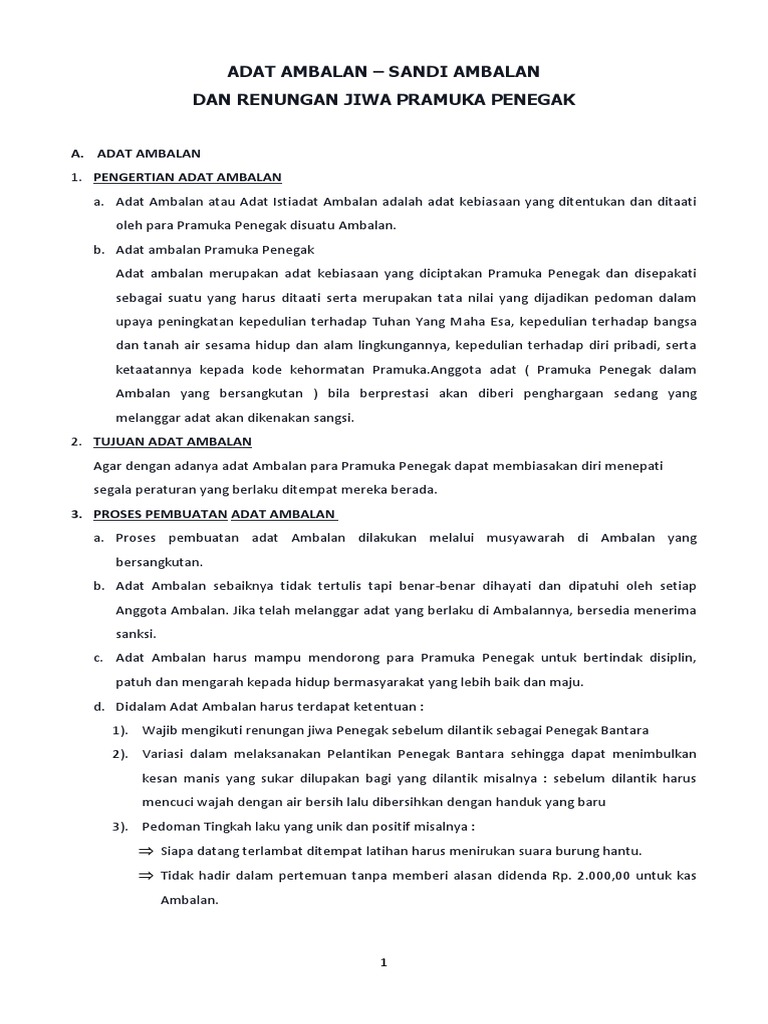 Adat Ambalan Sandi Ambalan Dan Renungan | PDF