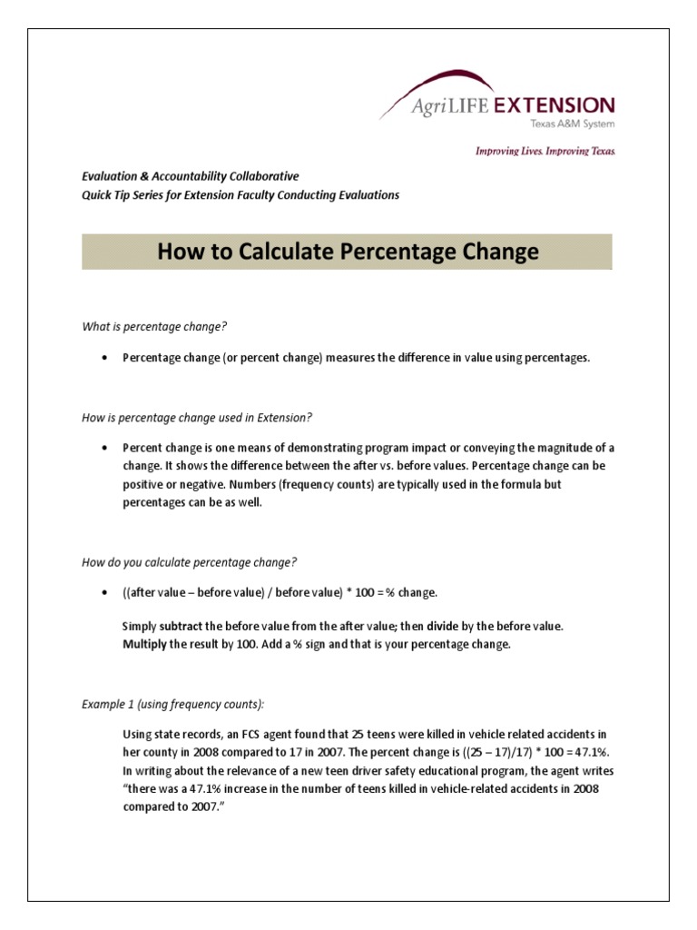 How To Calculate Percent Change | PDF | Percentage | Teaching Mathematics