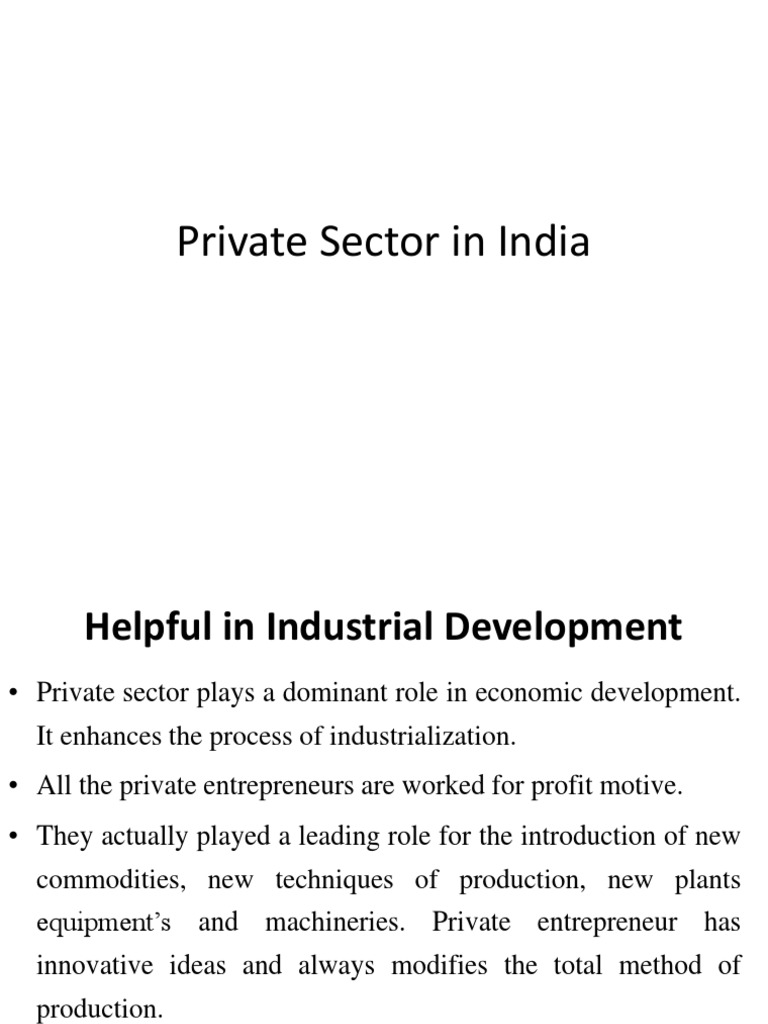 Private Sector in India | PDF | Agriculture | Economies