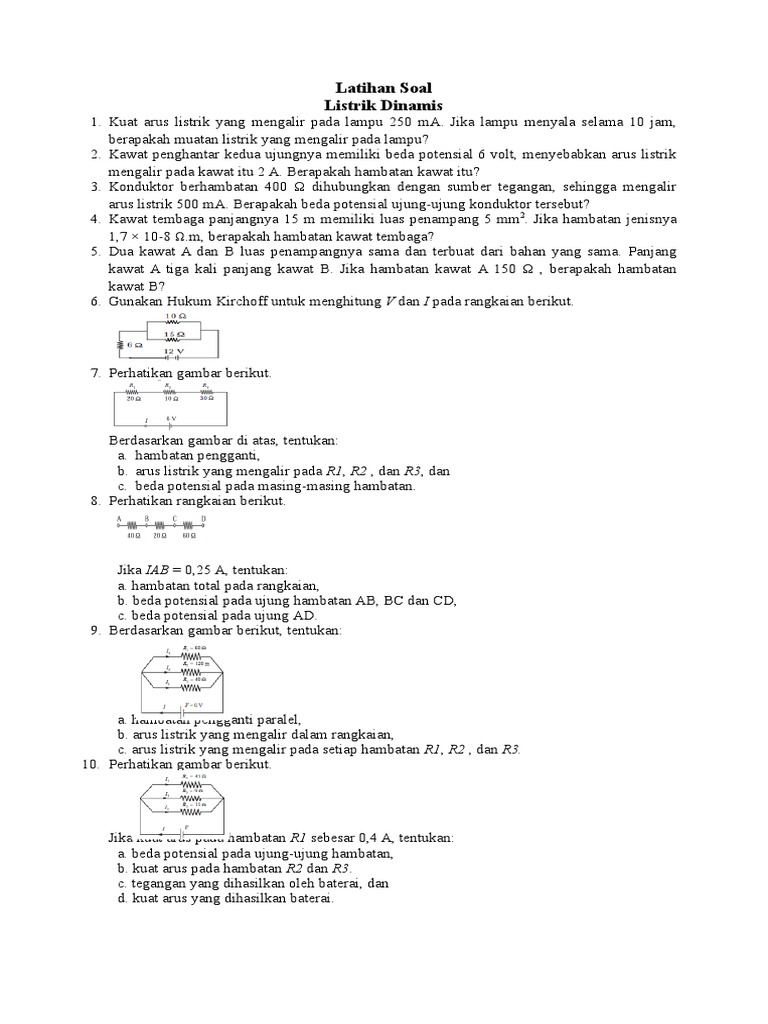 Latihan Soal Listrik Dinamis | PDF