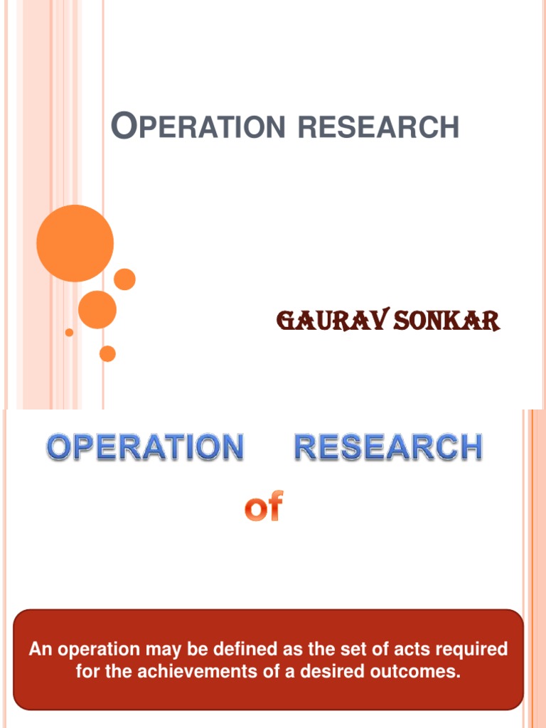 Operation Research | PDF | Mathematical Optimization | Decision Making
