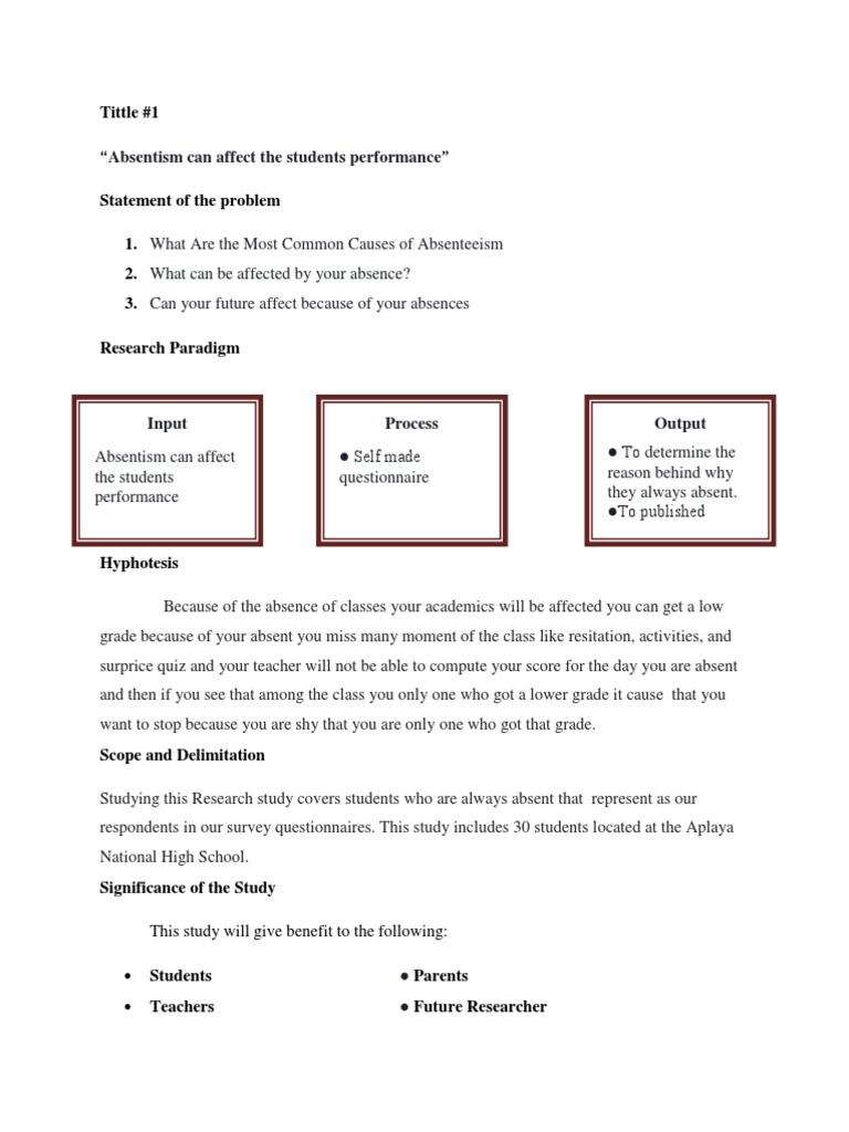 Absenteeism Impact on Student Performance | PDF | Survey Methodology ...
