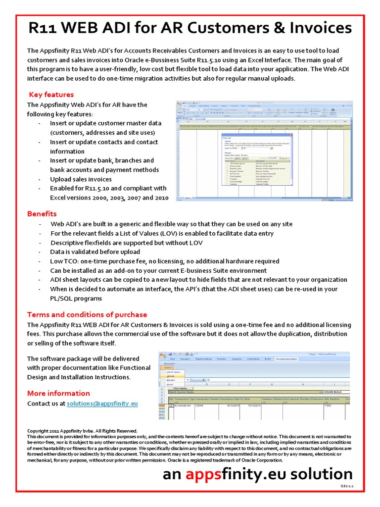 R11 WEB ADI For AR Customers & Invoices: Key Features | PDF | Application Programming Interface ...