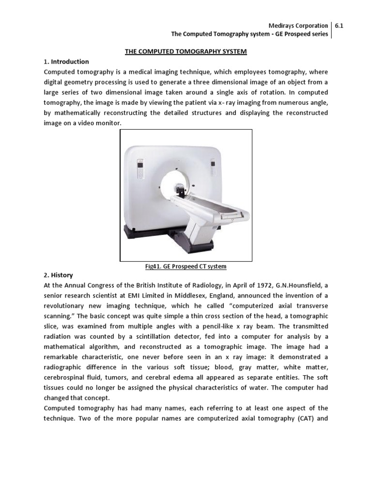 Overview of GE Prospeed CT System | PDF | Ct Scan | Radiography