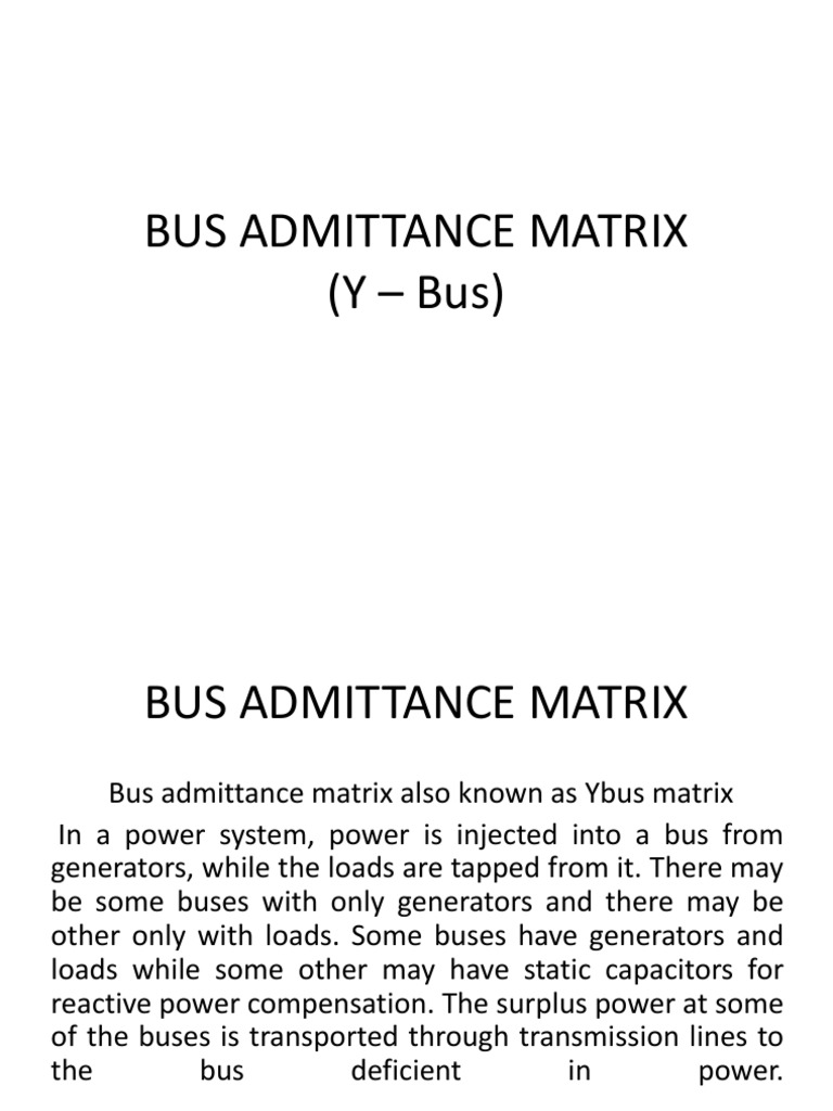 Bus Admittance Matrix | PDF
