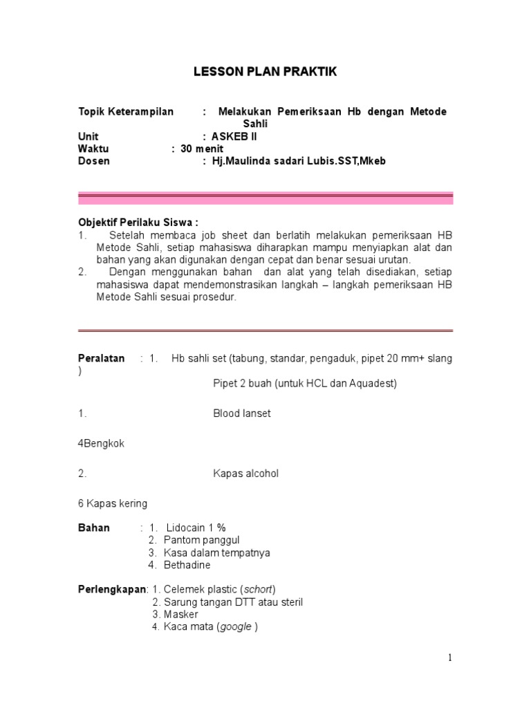 Contoh Lesson Plan Praktik | PDF