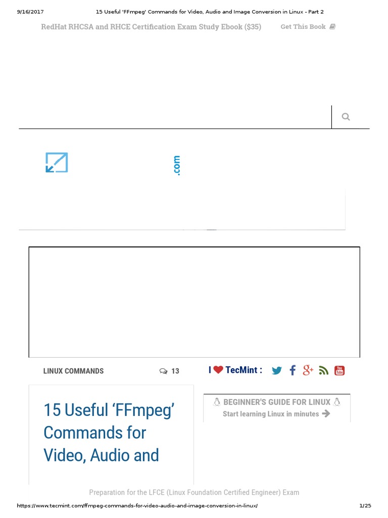 15 Useful 'FFmpeg' Commands For Video, Audio and Image Conversion in Linux - Part 2 | PDF ...