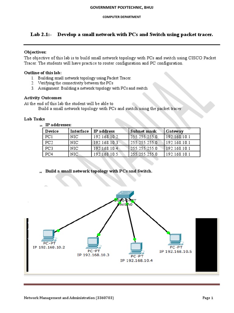 Lab4 - Packet Tracer | PDF | Ip Address | Computer Network