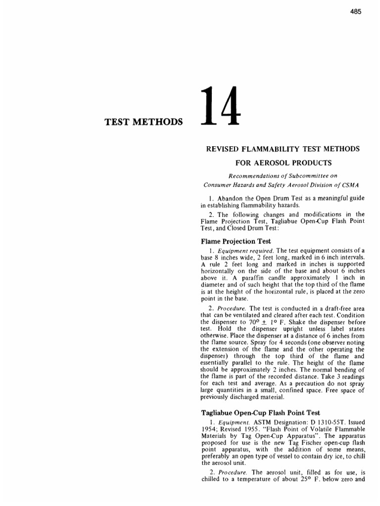 Revised Flammability Test Methods For Aerosol Products | PDF | Candle ...