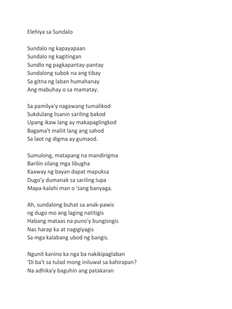 Elehiya Sa Sundalo