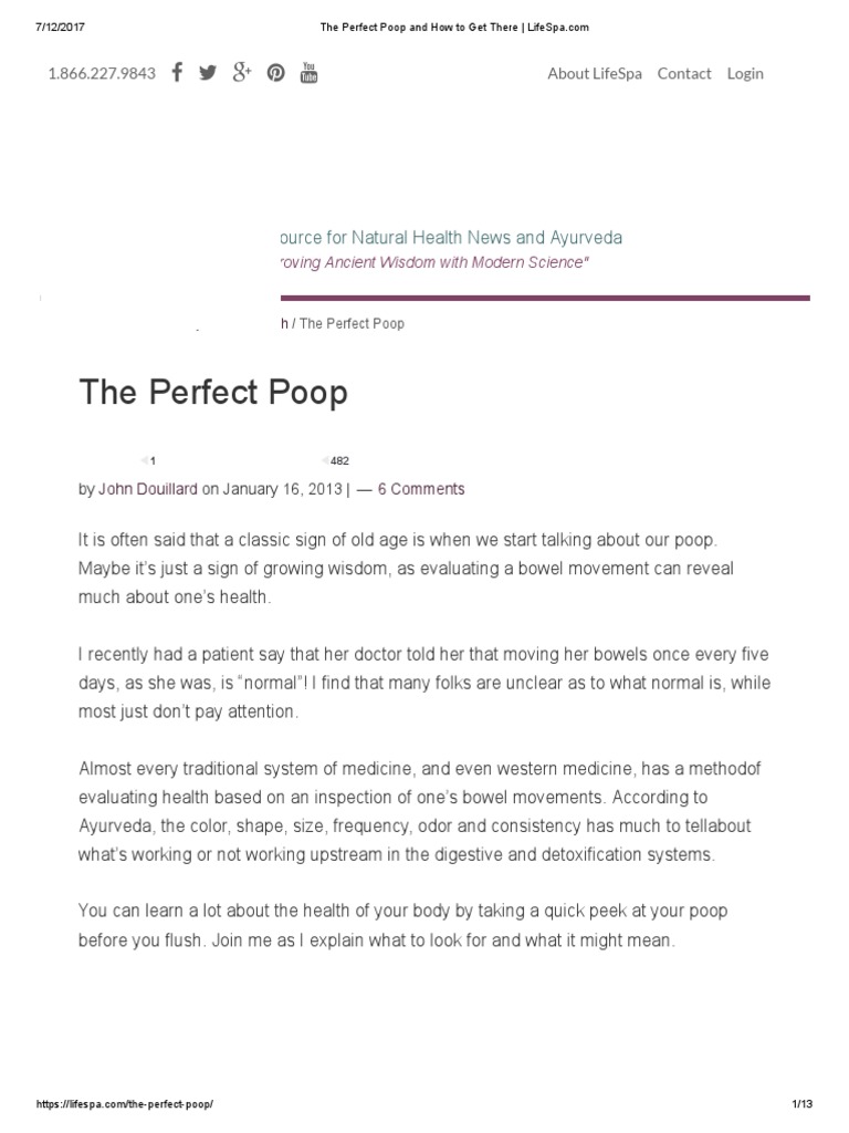 The Perfect Poop and How To Get There - LifeSpa | PDF | Bile | Feces