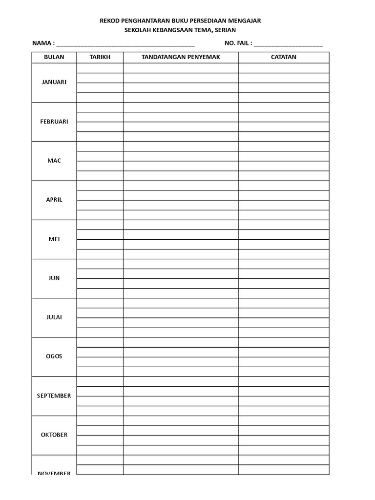 Borang Penghantaran Buku RPH | PDF