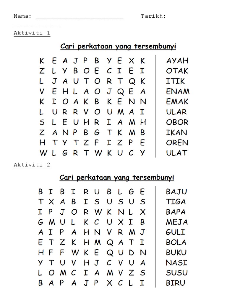 Cari Perkataan Tersembunyi | PDF