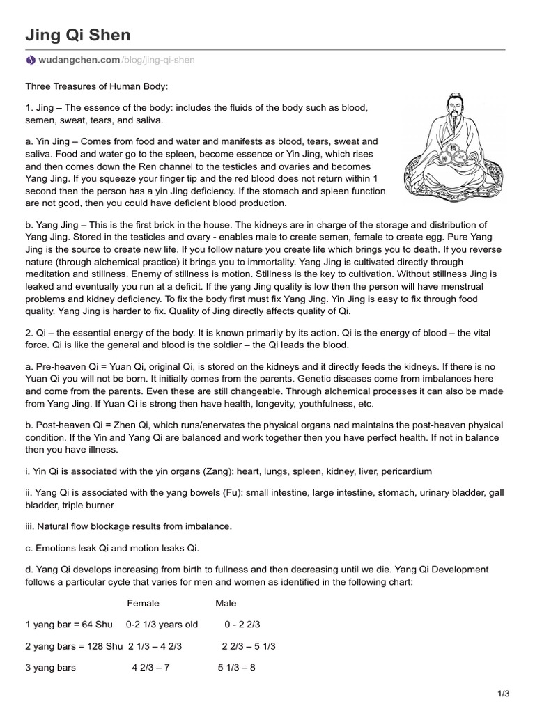 Jing Qi Shen: Three Treasures Explained | PDF | Qi | Yin And Yang