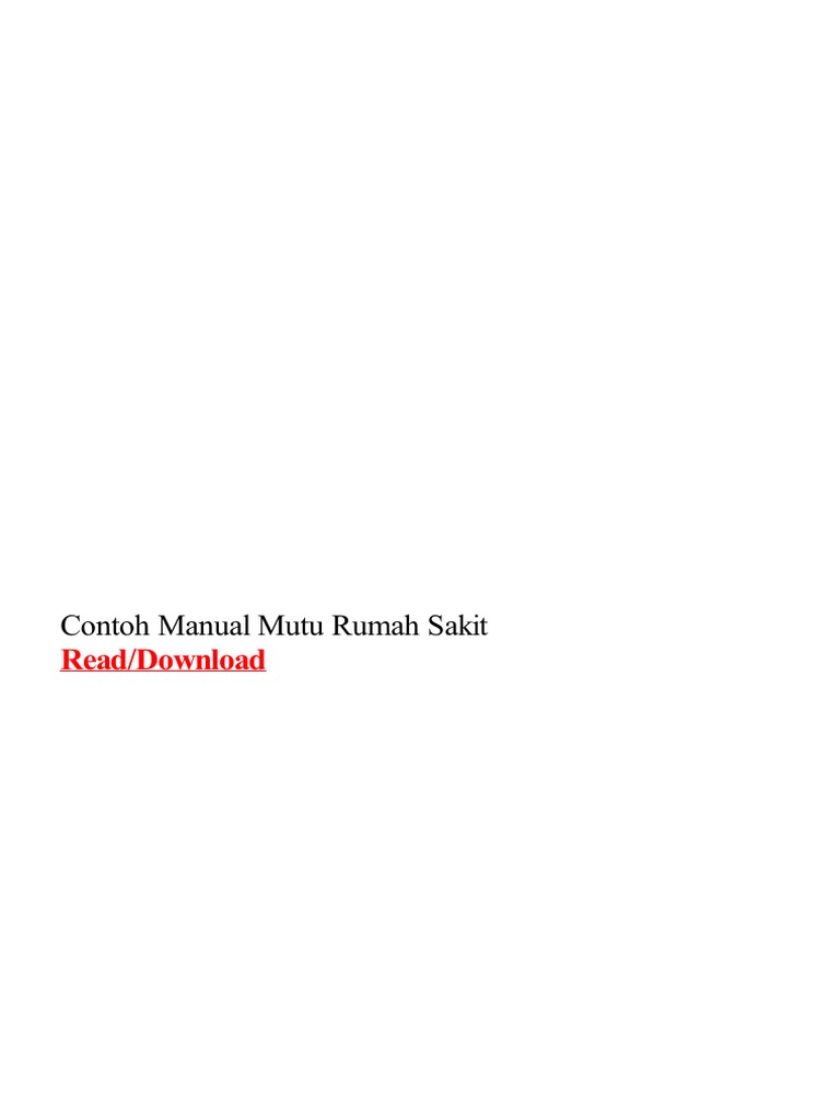 Contoh Manual Mutu Rumah Sakit PDF | PDF
