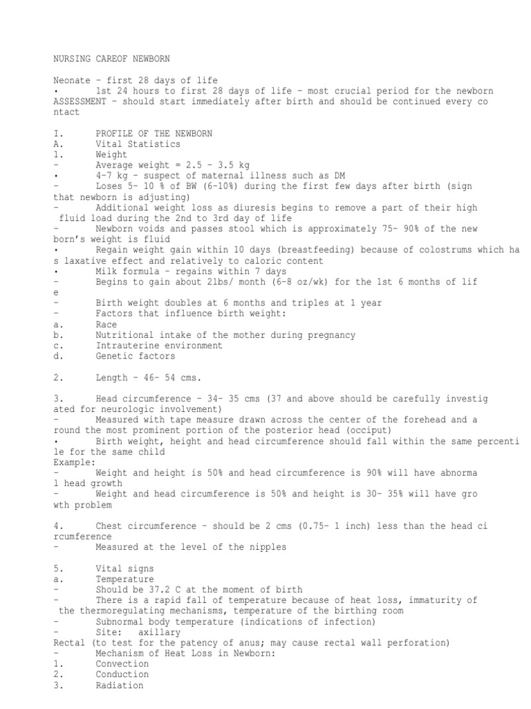 Newborn Nursing Care | PDF | Human Anatomy | Medical Specialties