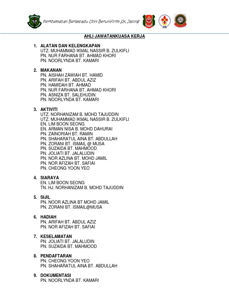 Ajk Perkhemahan Dan Jadual | PDF