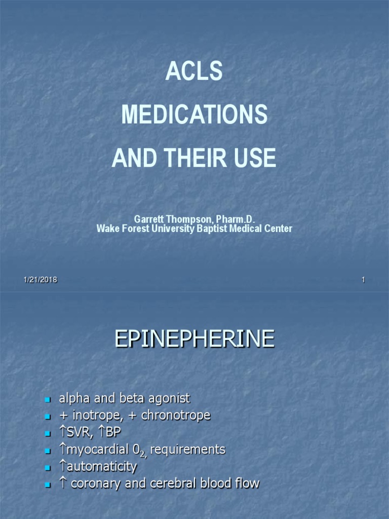 ACLS Medications and Dosage Guidelines | PDF | Internal Medicine | Drugs