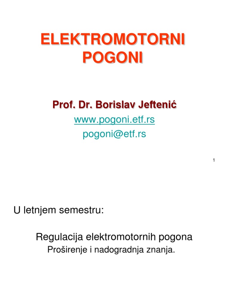 Elektromotorni Pogoni PDF | PDF