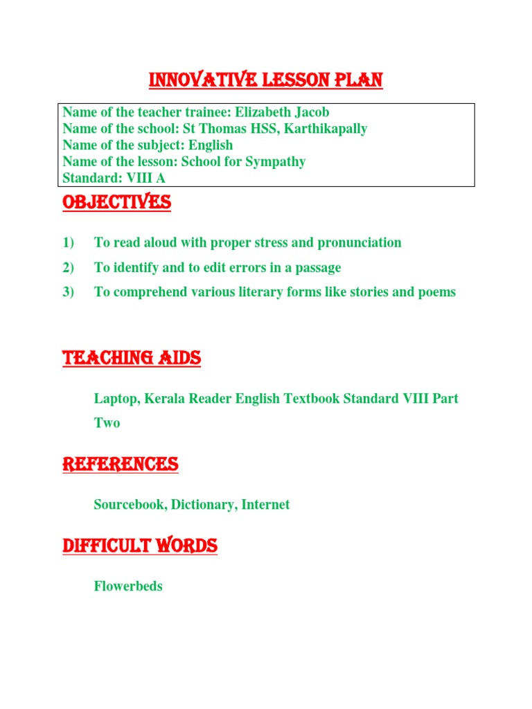 Innovative Lesson Plan | PDF