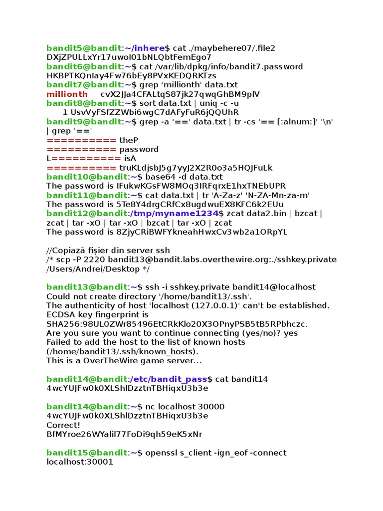 Bandit Levels | PDF | Transport Layer Security | Computer Network Security
