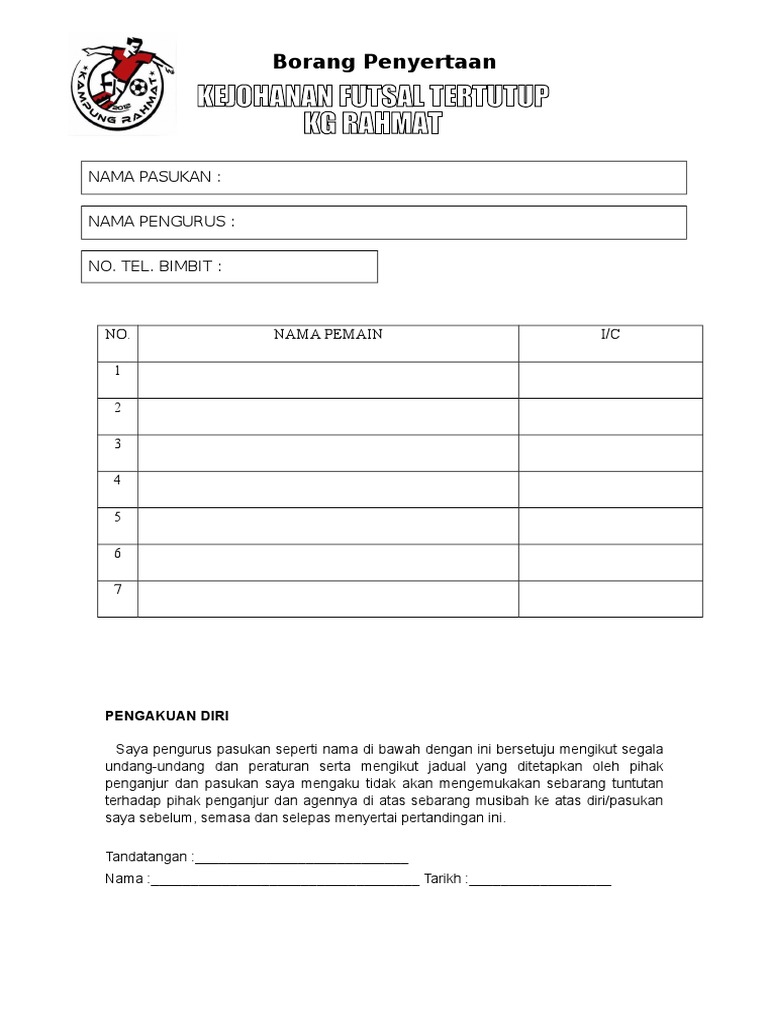 Borang Futsal | PDF