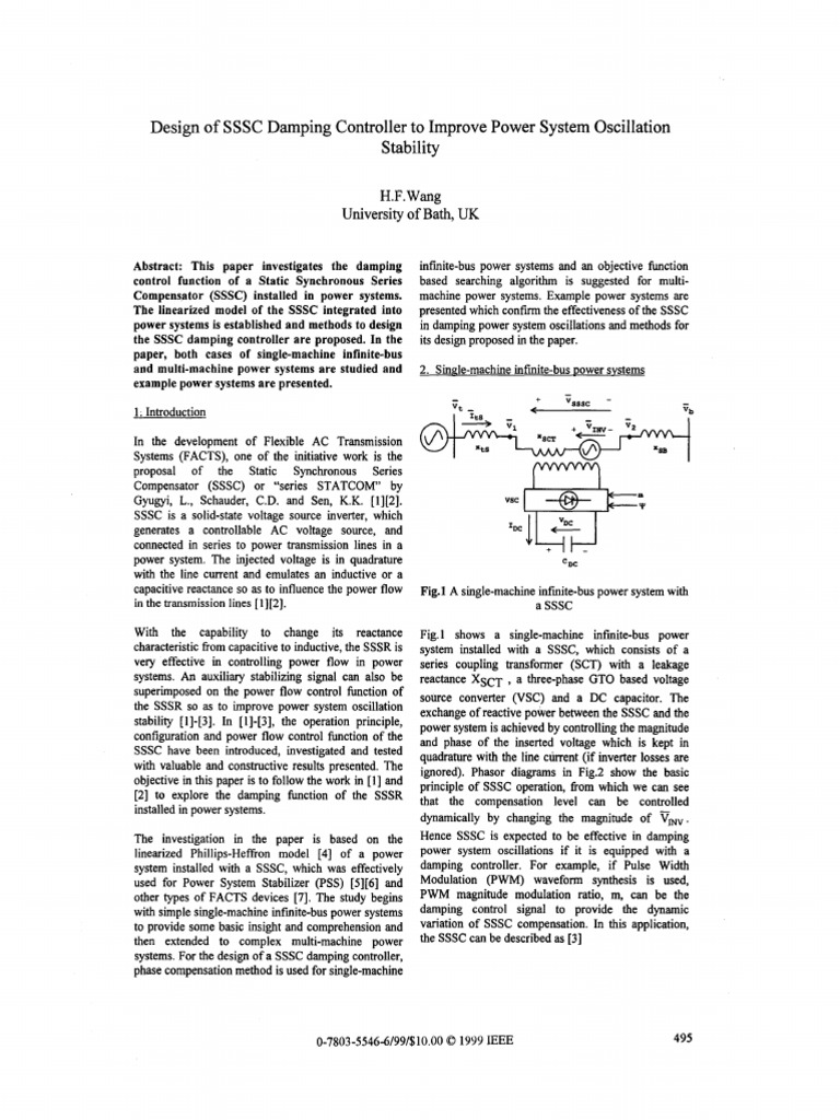 Vsce : Design SSSC Damping Controller To Improve Power System Oscillation Stability | PDF ...