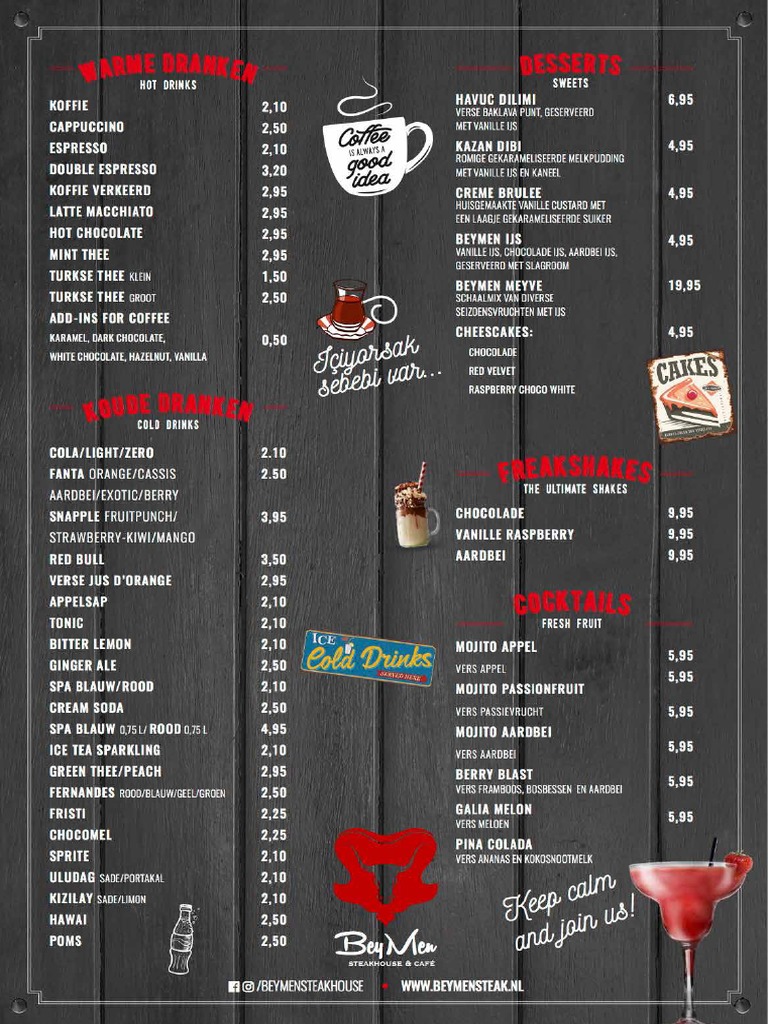 BeyMen Steakhouse Cafe Menukaart PDF | PDF