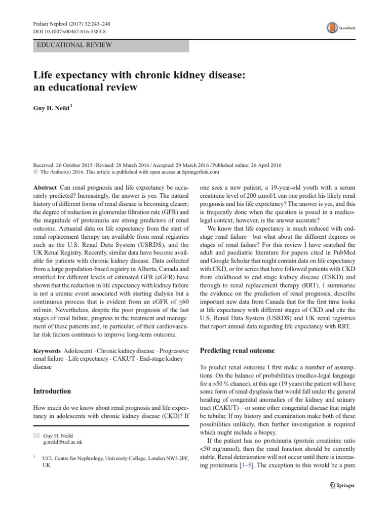 Life Expectancy With Chronic Kidney Disease: An Educational Review ...
