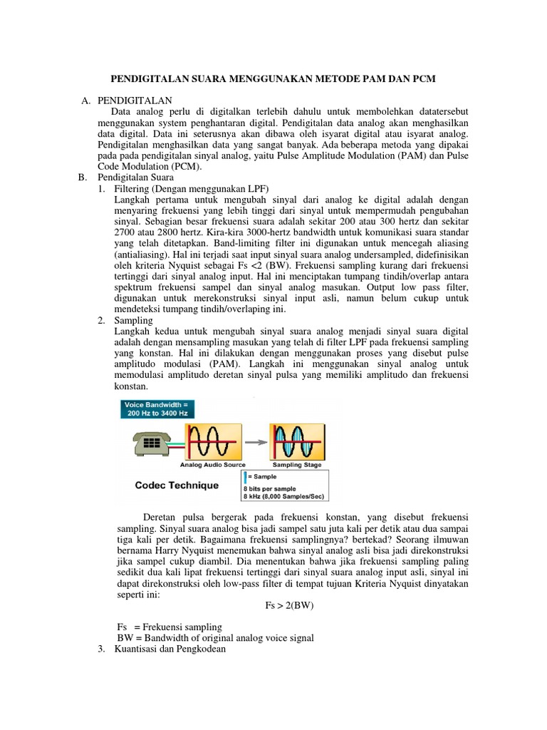 Pendigitalan Suara Menggunakan Metode Pam Dan PCM | PDF